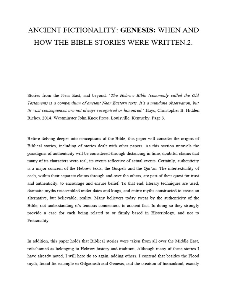 Ancient Fictionality: Genesis: When and How The Bible Stories Were ...