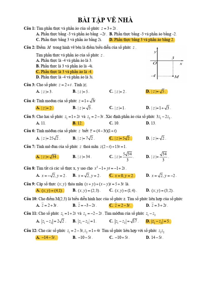 BTVN - Số phức B1 | PDF