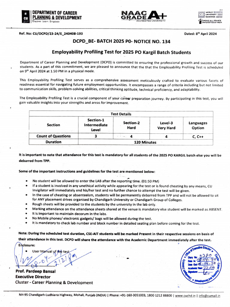 Employability Profiling Test | PDF | Learning | Cognition
