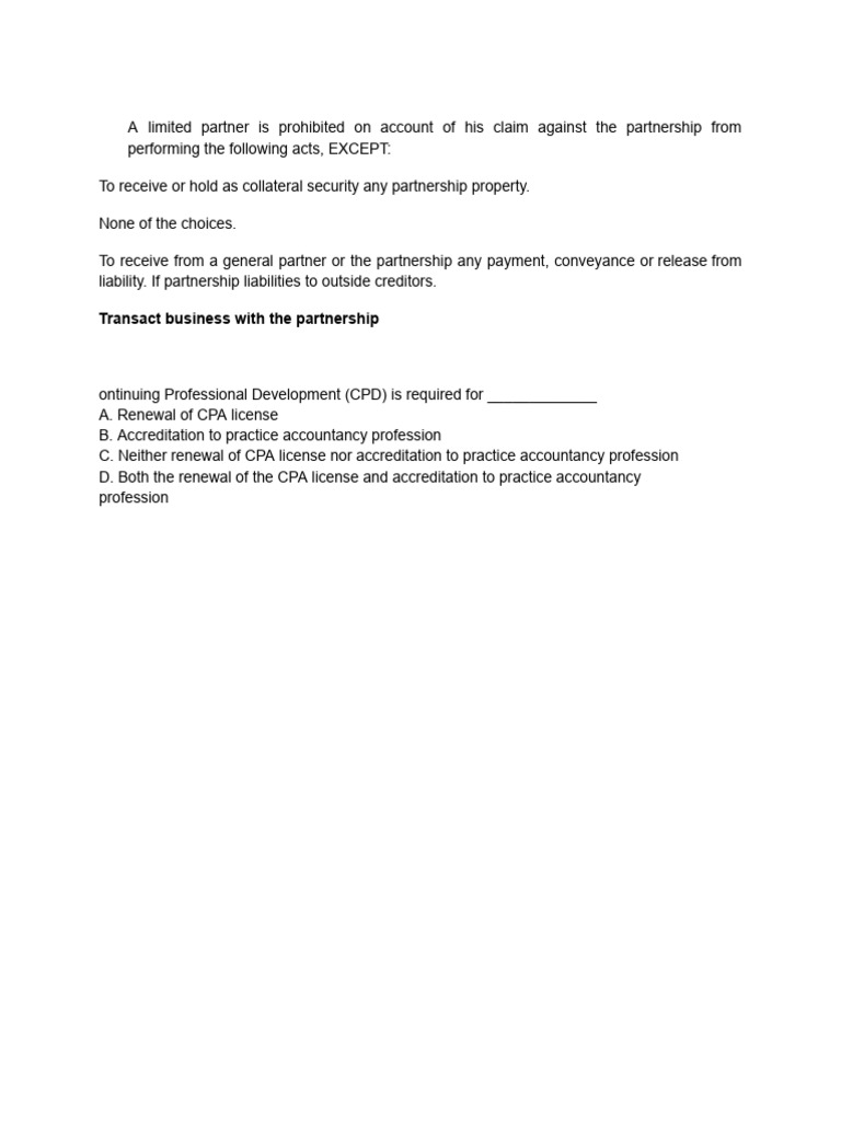 Limited Partner Rights and CPD Requirements | PDF | Business
