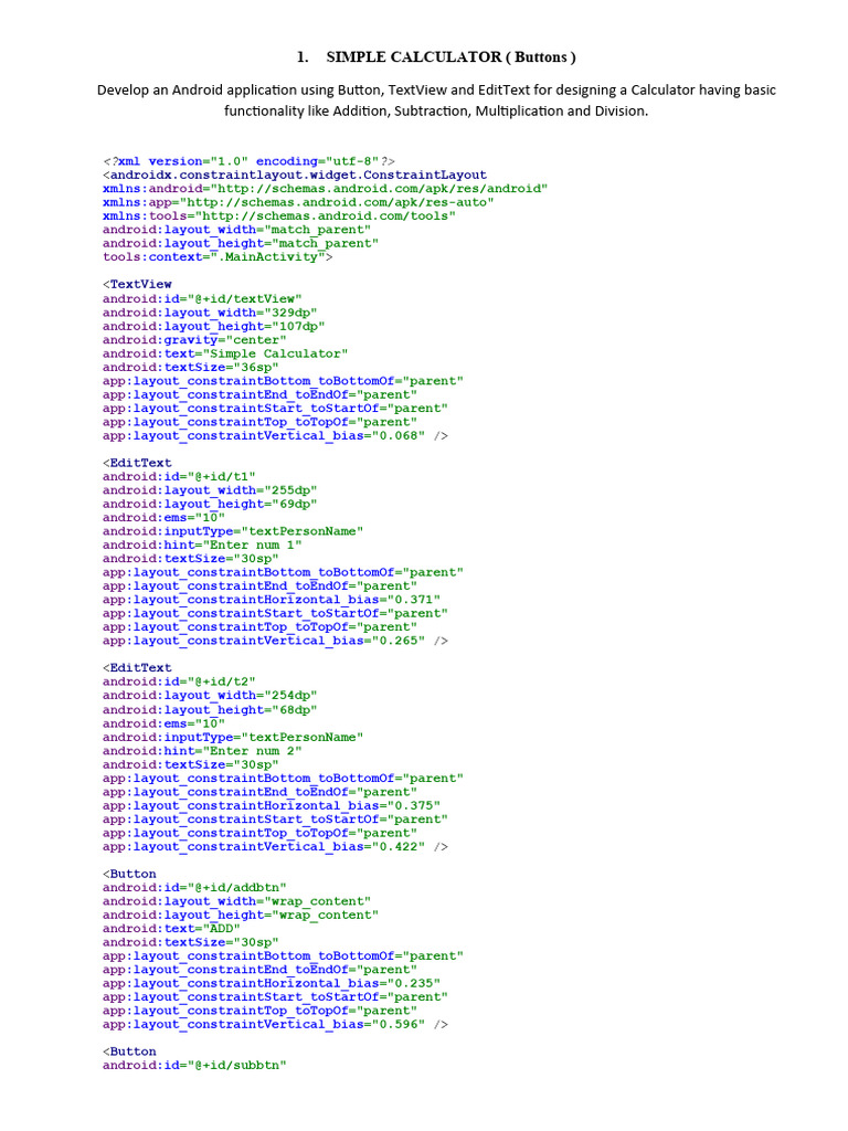 MAD Lab Programs | PDF | Android (Operating System) | Application Software MAD Lab Programs | PDF | Android (Operating System) | Application Software