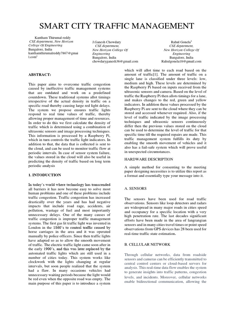 Team 2 Smartcity Traffic Management | PDF | Traffic | Traffic Light