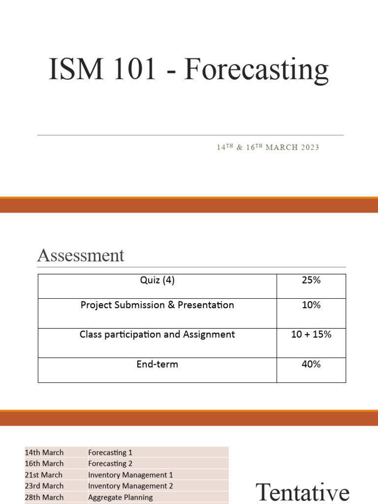 ISM 101 - Forecasting (14th & 16th March 2023) | PDF | Errors And Residuals | Forecasting