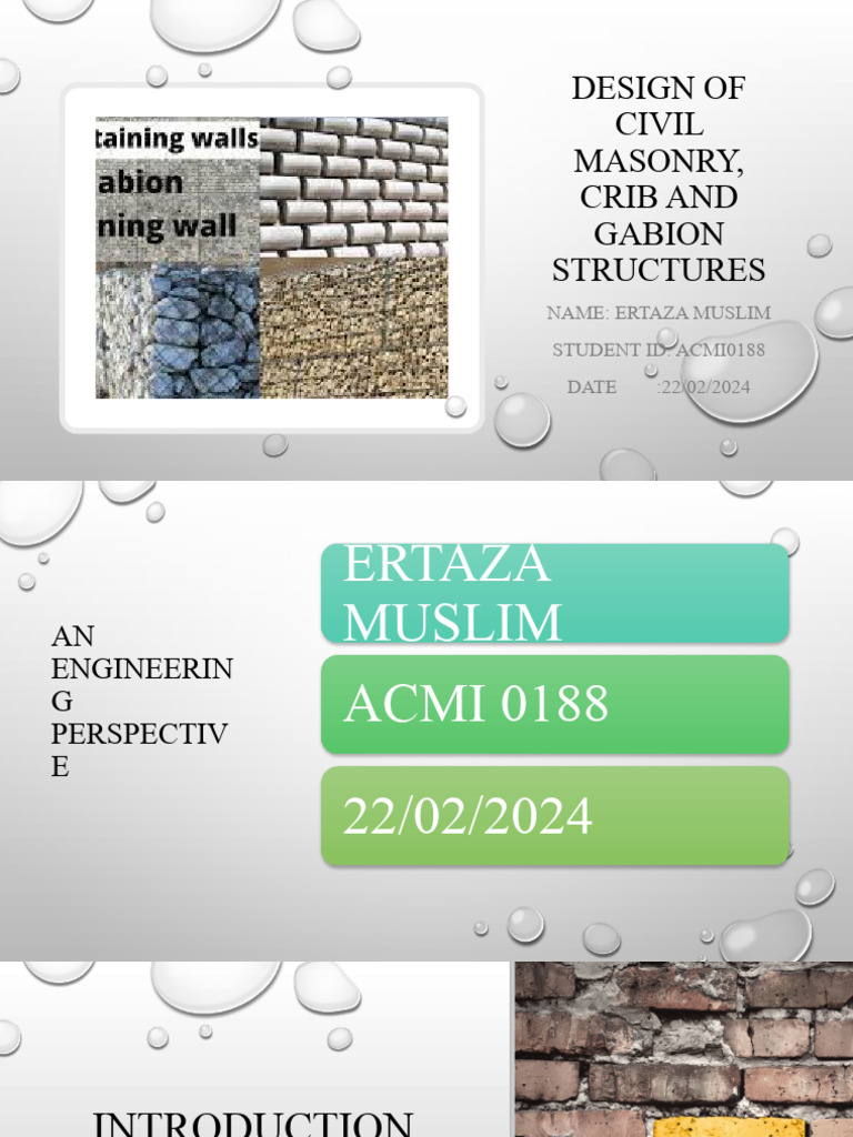 Design of Civil Masonry J Crib and Gabion Presentation Ertaza Muslim ...