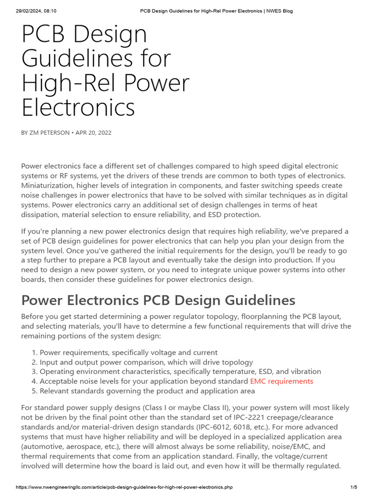 Pcb Design Guidelines For High Rel Power Electronics Nwes Blog Pdf