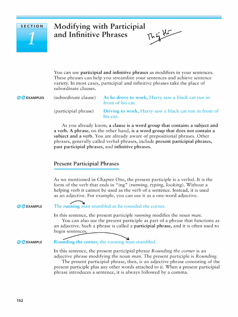 Modifying With Participial and Infinitive Phrases | PDF
