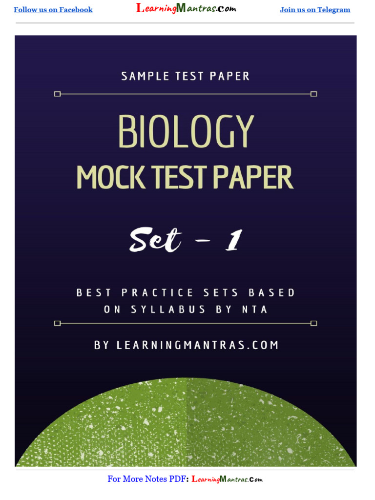 Biology Mock Test 1 | PDF | Gene | Mitosis