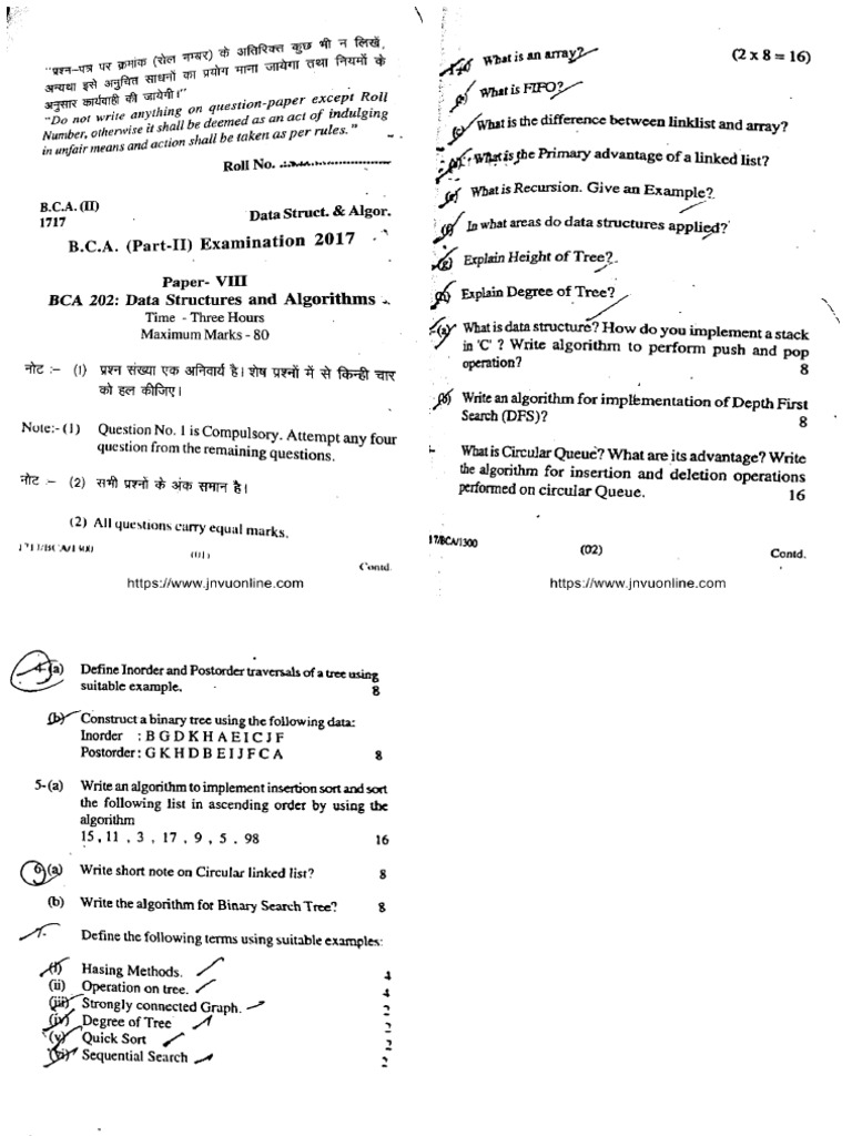 Bca Part 2 Data Structures and Algorithms 1717 2017 | PDF