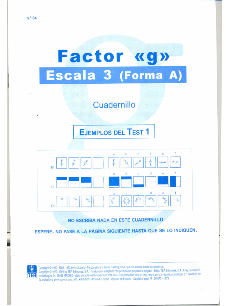 Cuadernillo Factor G - Escala 3 | PDF