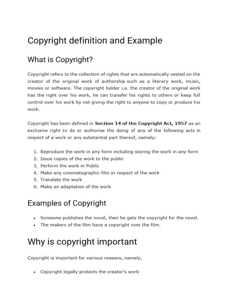 Copyright Definition, Infringement | PDF | Copyright | Copyright ...