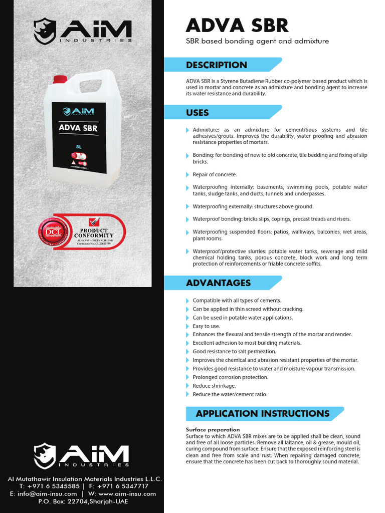 Adva SBR TDS | Download Free PDF | Concrete | Cement