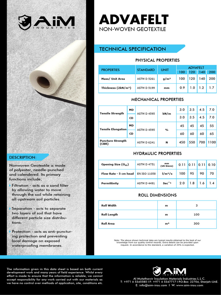 Advafelt TDS | PDF | Nonwoven Fabric | Filtration