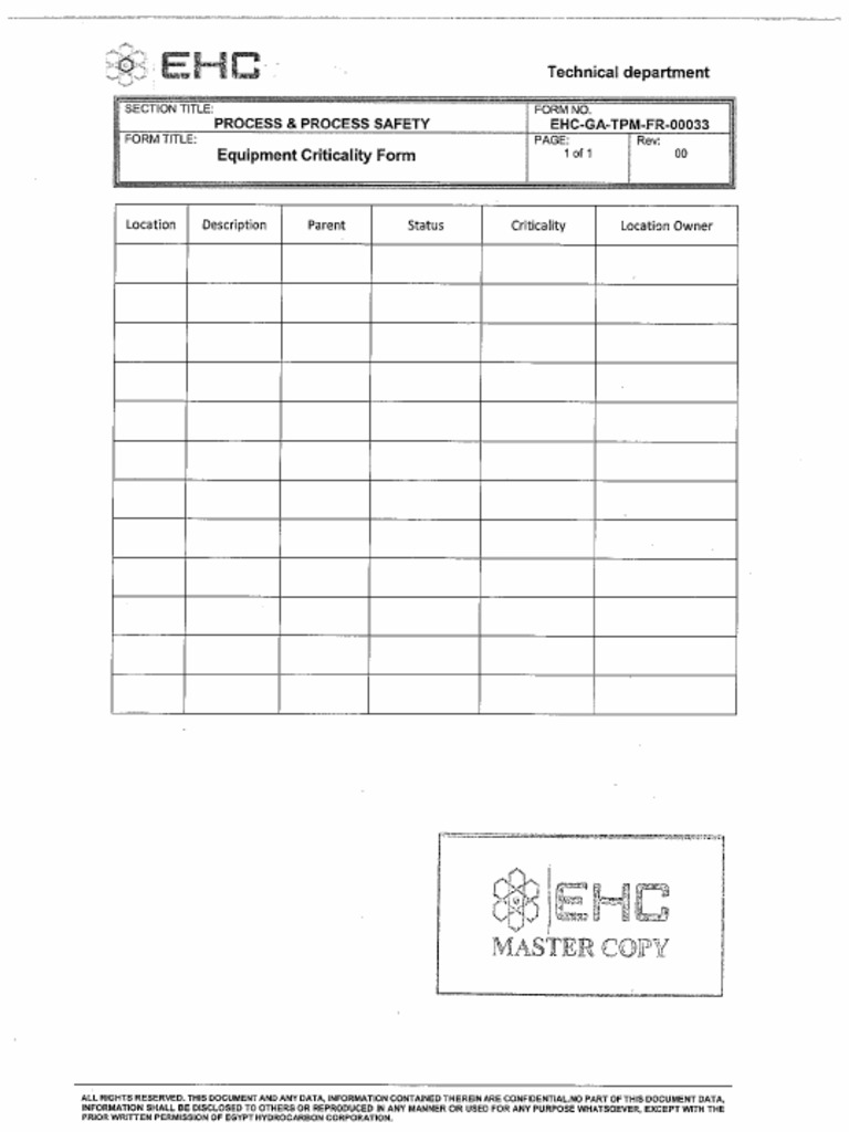 Equipment Criticality Form | PDF