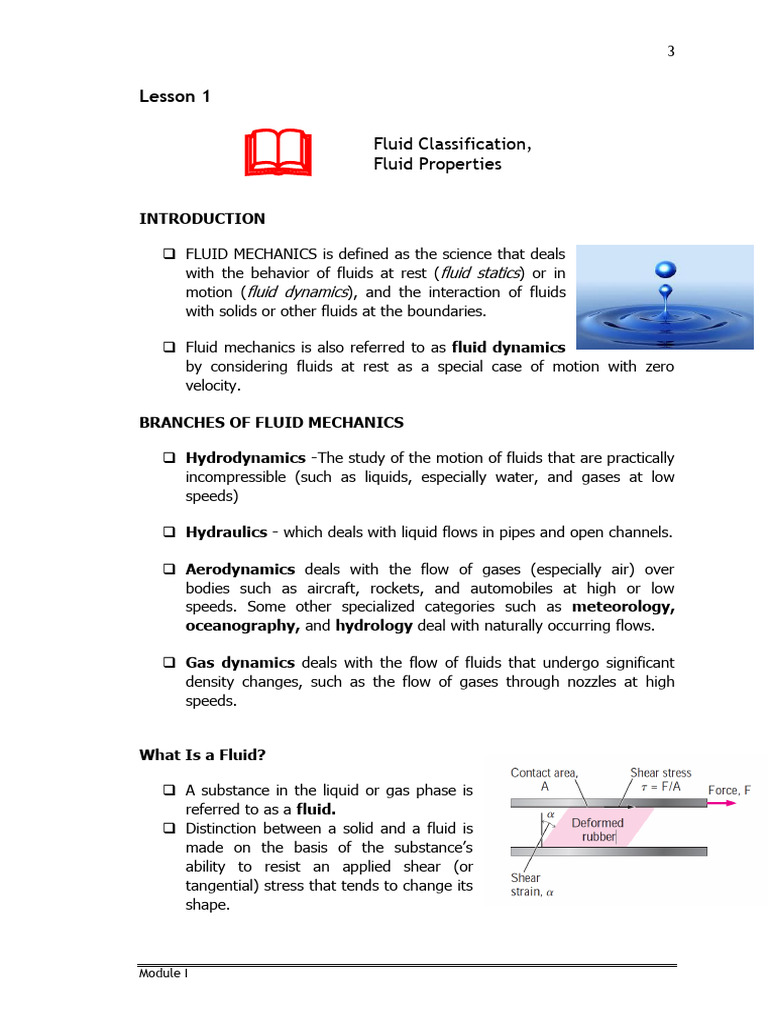 Lesson 1.0 Fluid Properties | PDF | Fluid Mechanics | Viscosity