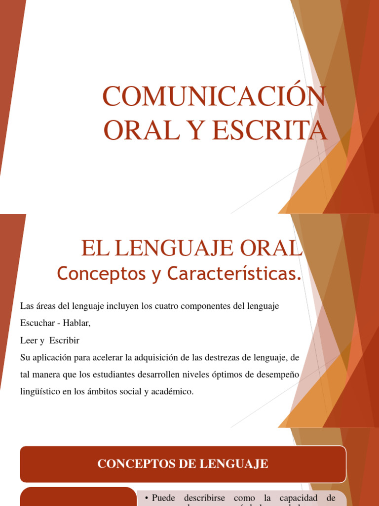 El Lenguaje Oral Conceptos y Caracteristicas | PDF | Comunicación | Habla
