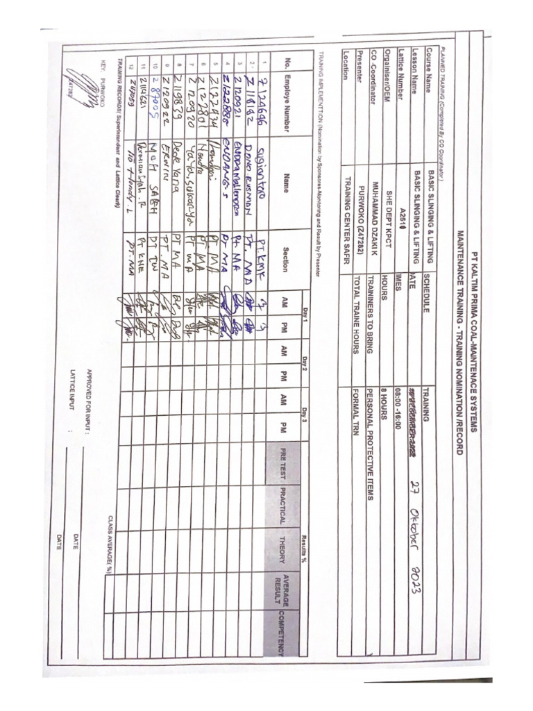 Attendance Training BSL | PDF