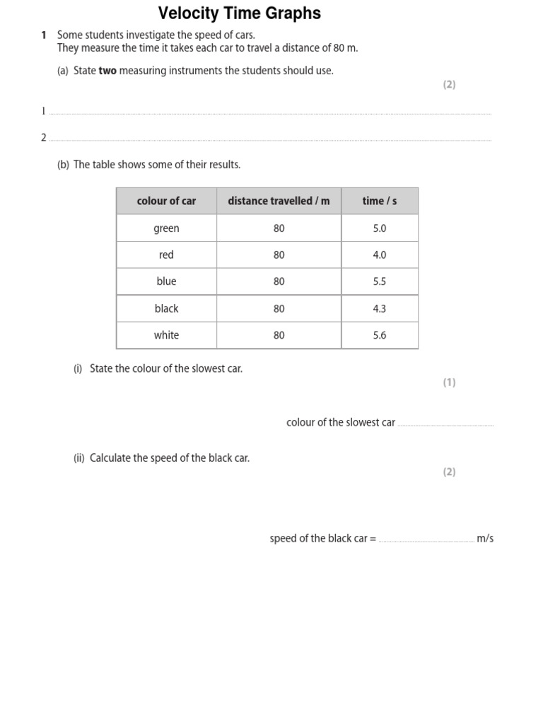Physics Speed and Velocity Exercises | PDF | Acceleration | Force