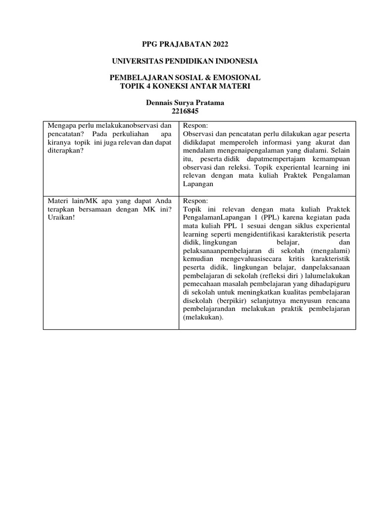 Pse Topik 4 Koneksi Antar Materi | PDF | Karier & Perkembangan