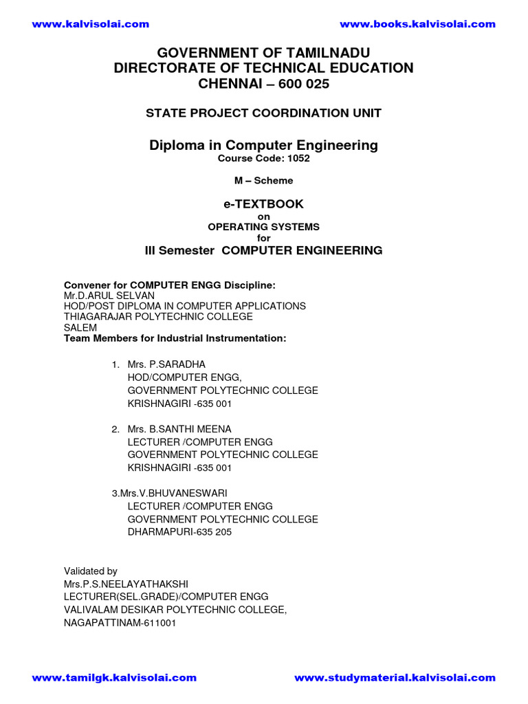 CS Polytechnic Engineering-Operating Systems Semester 3 Text Books ...