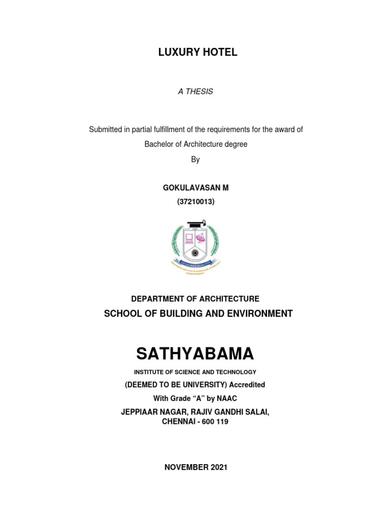 Luxury Hotel Design Thesis by Gokulavasan | PDF | Stairs | Kitchen