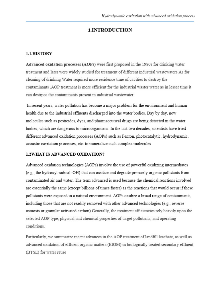 Advanced Oxidation Processes for Wastewater Treatment | PDF | Hydrogen ...