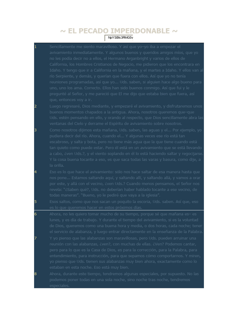 El Pecado Imperdonable | PDF | Pecado | Jesús