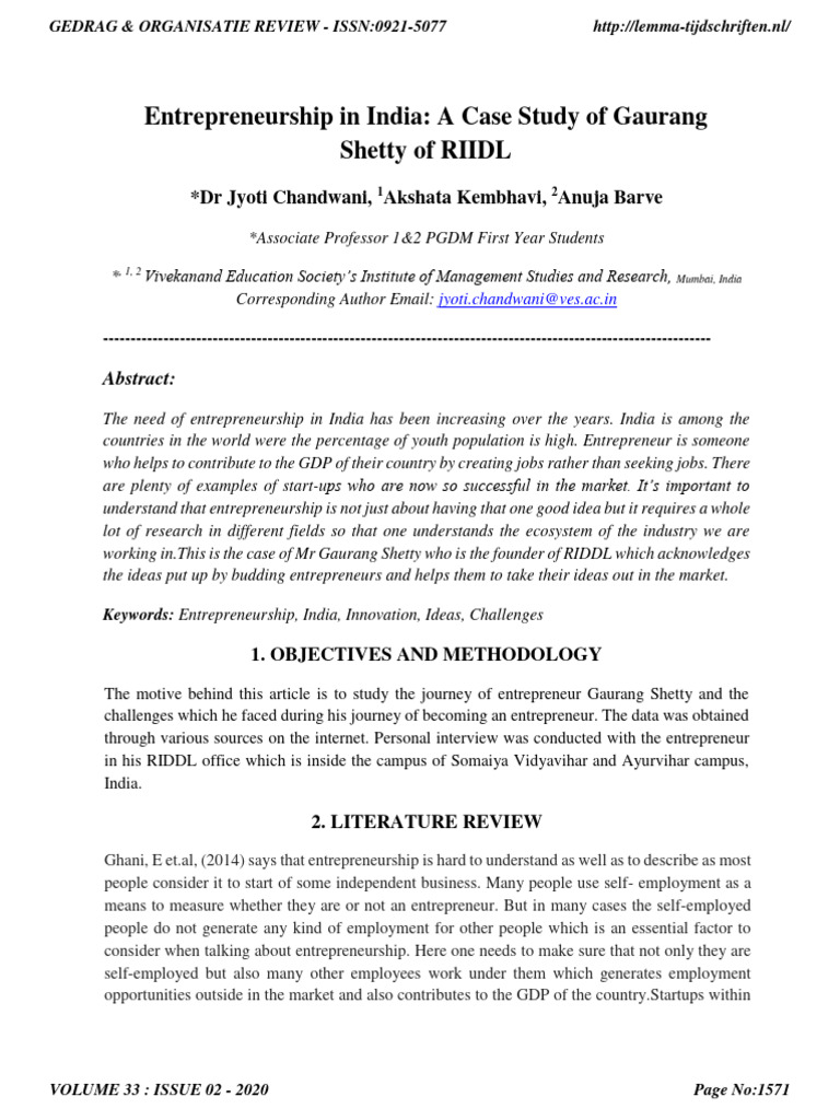 Entrepreneurship in India - Case Study | PDF | Entrepreneurship ... Entrepreneurship in India - Case Study | PDF | Entrepreneurship ...