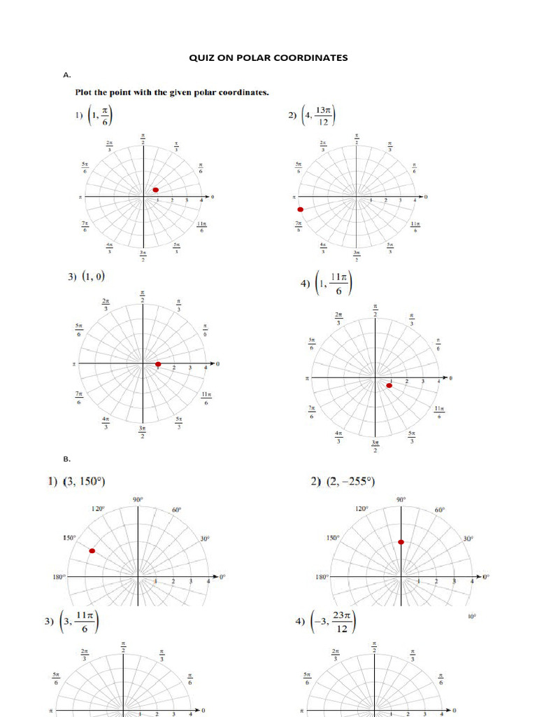 Quiz On Plotting Polar Coordinates | PDF