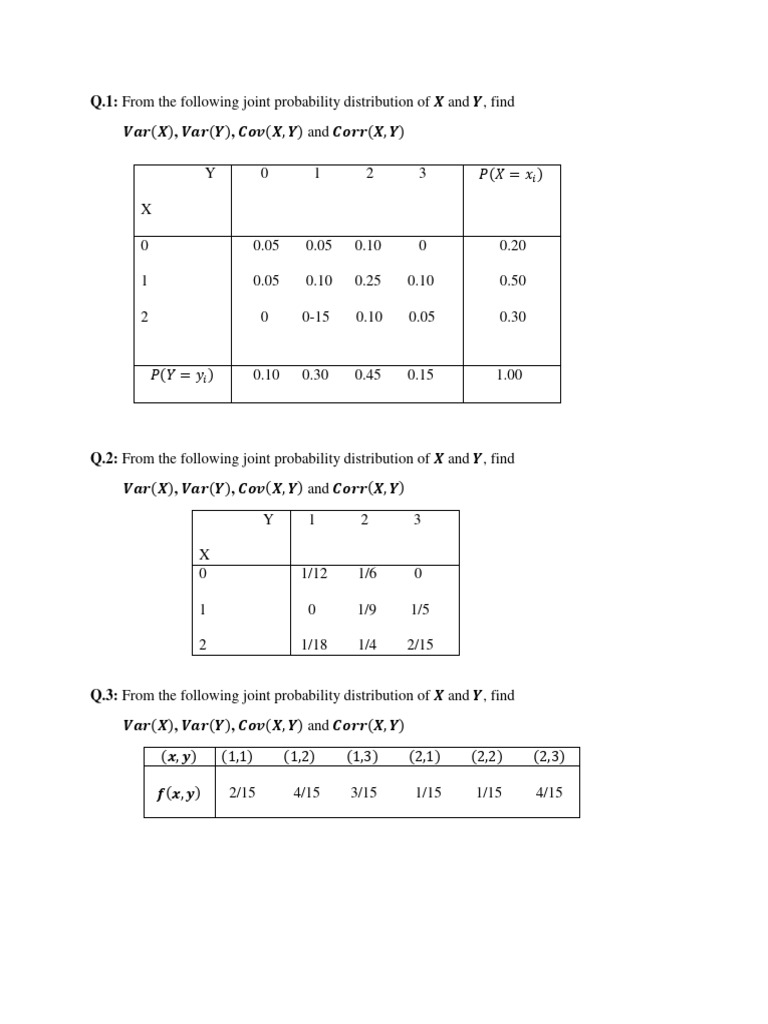 Covariance & Correlation Questions | PDF