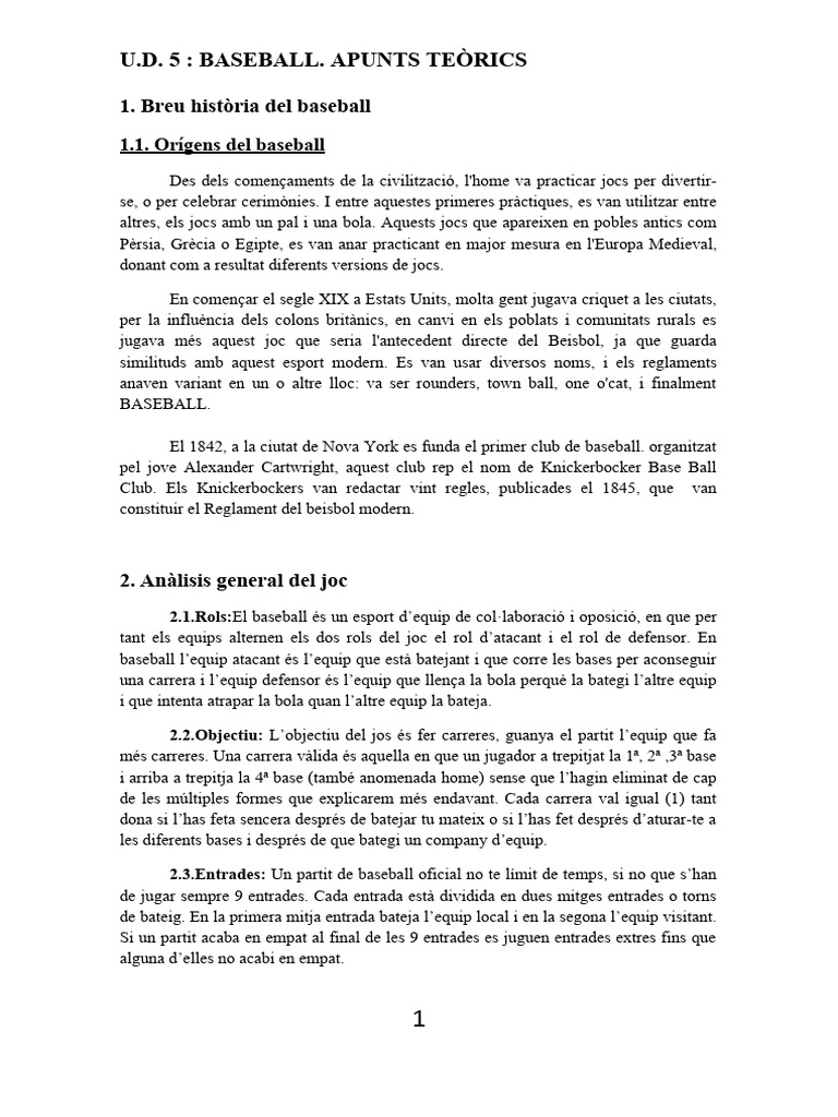 Apunts de Baseball Definitius | PDF