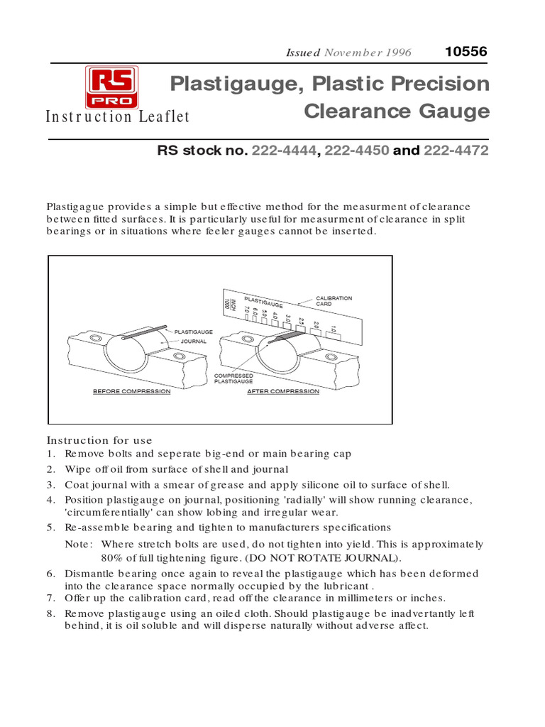 Using Plastigauge for Clearance Measurement | PDF | Mechanical Engineering