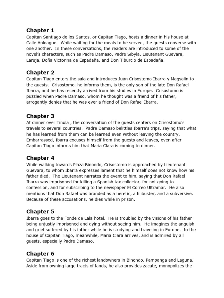 Noli Me Tangere Chapter Summaries | PDF