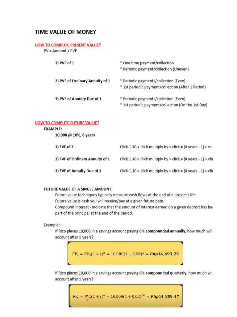 Time Value of Money: How To Compute Present Value? | PDF | Market ...