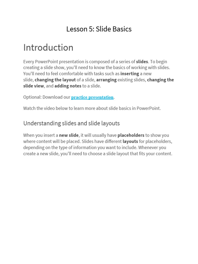 Lesson-5-Slide-Basicsdocx in ICT Microsoft Powerpoint | PDF | Computer ...