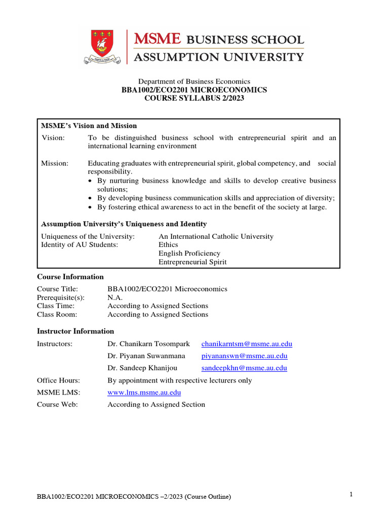 Micro Syllabus Pdf Long Run And Short Run Profit Economics