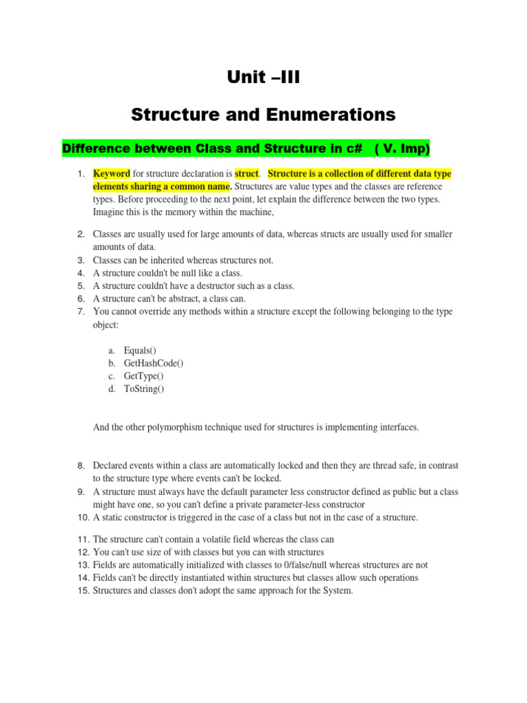 c# unit III notes | PDF | Method (Computer Programming) | Class ...