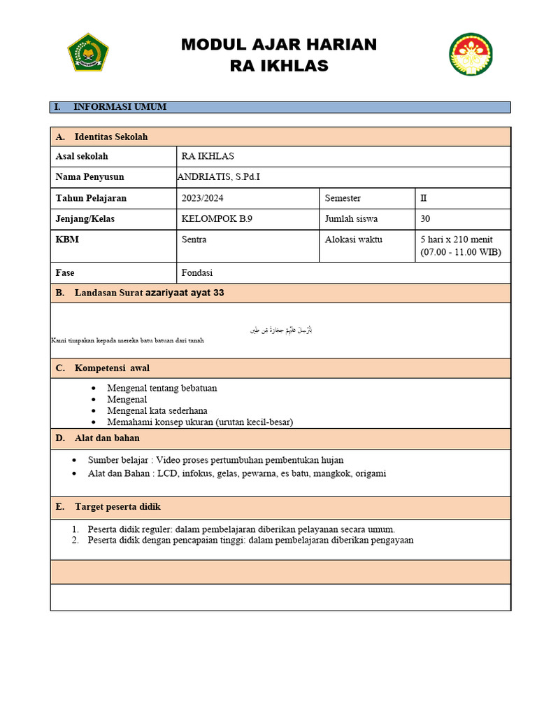 Modul Ajar Benda Benda Alam Batu Pdf