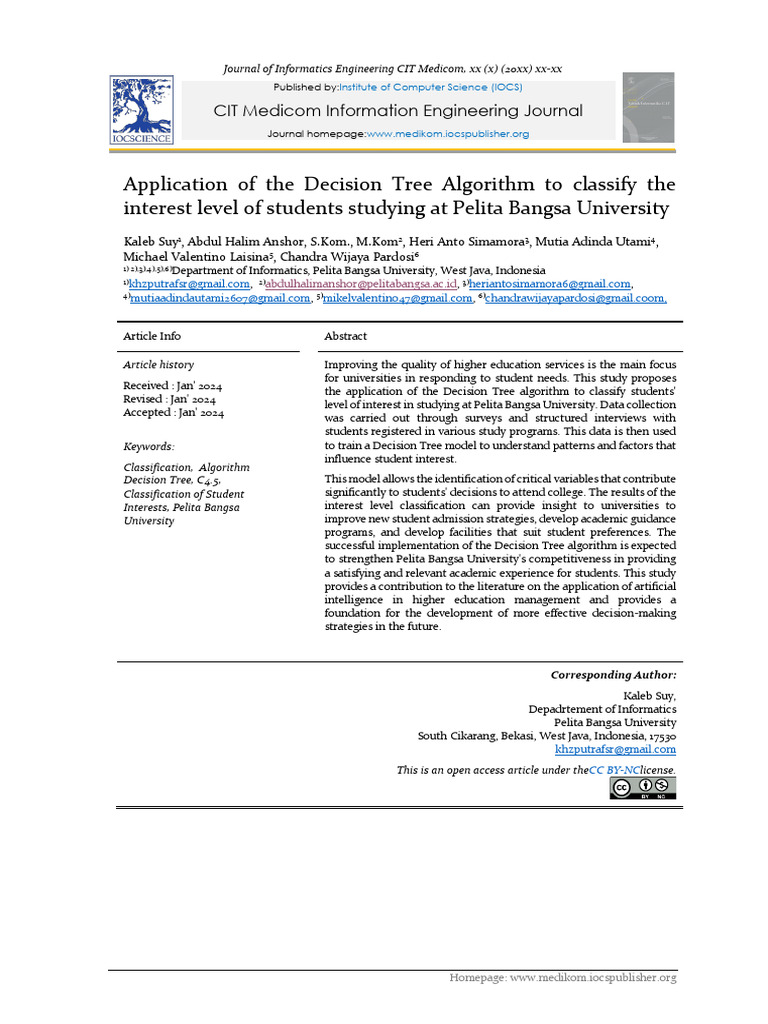 Final Project Journal C4.5 Algorithm Decision Tree | PDF | Receiver ...