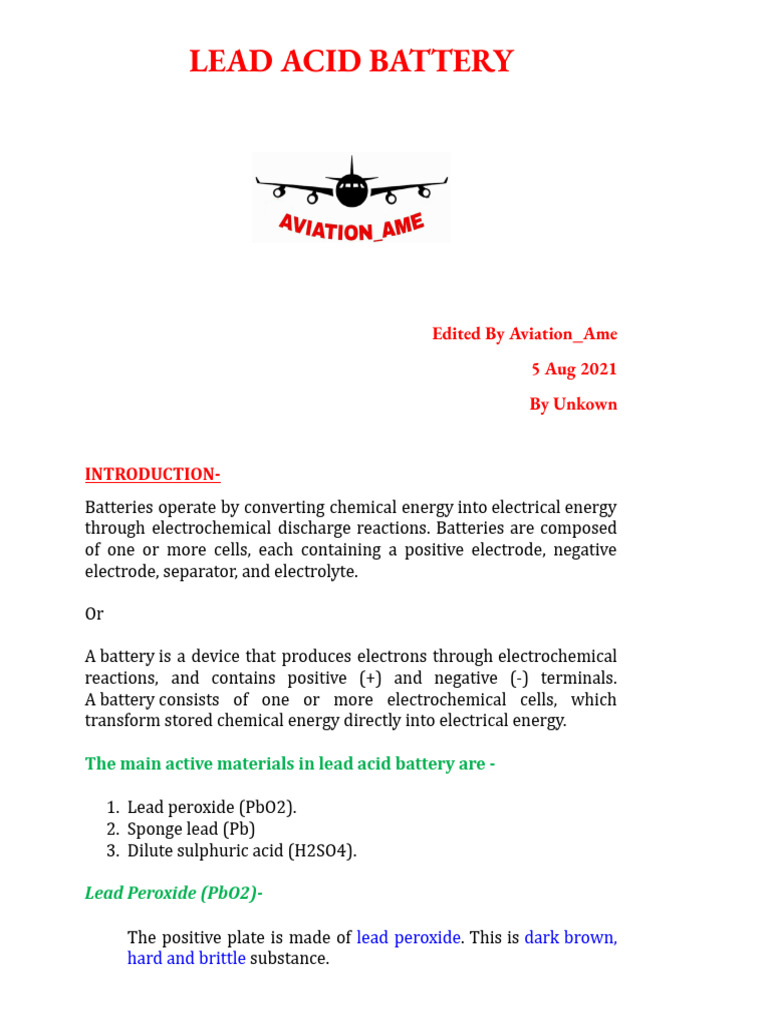 Sub M- 5 BATTERY NOTES | PDF | Rechargeable Battery | Electrochemistry