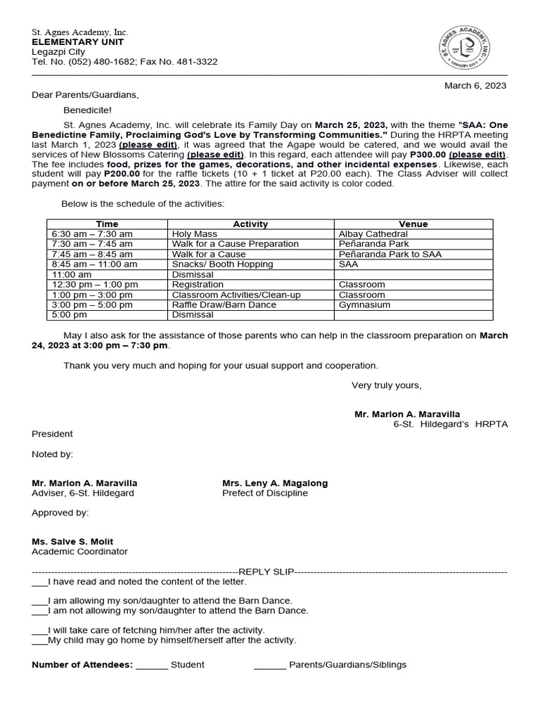Letter-Family-Day-Grades-1-6 | PDF