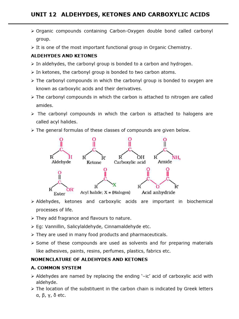 Chem-12. Aldehydes Ketones and Carboxylic Acids | PDF | Aldehyde ...
