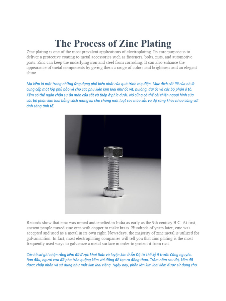 The Process of Zinc Plating | PDF