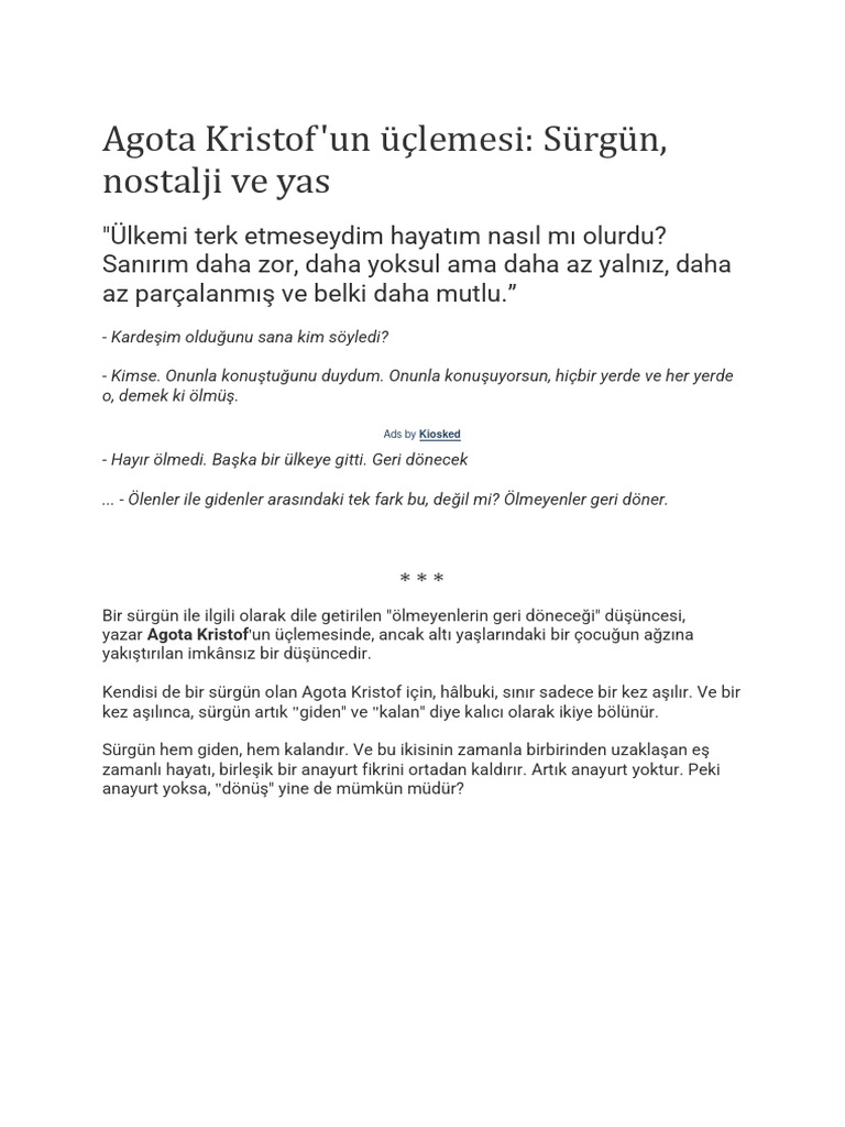Agota Kristof-İnceleme | PDF