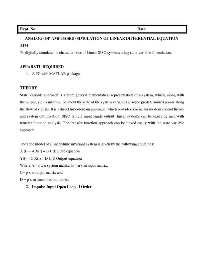 Cycle - II Experiments | PDF | Control Theory | Differential Equations