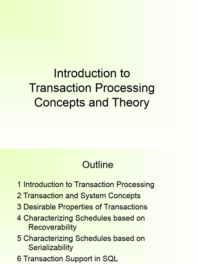 Module 5 Part1 Introduction To Transaction Processing | PDF | Database Transaction | Acid