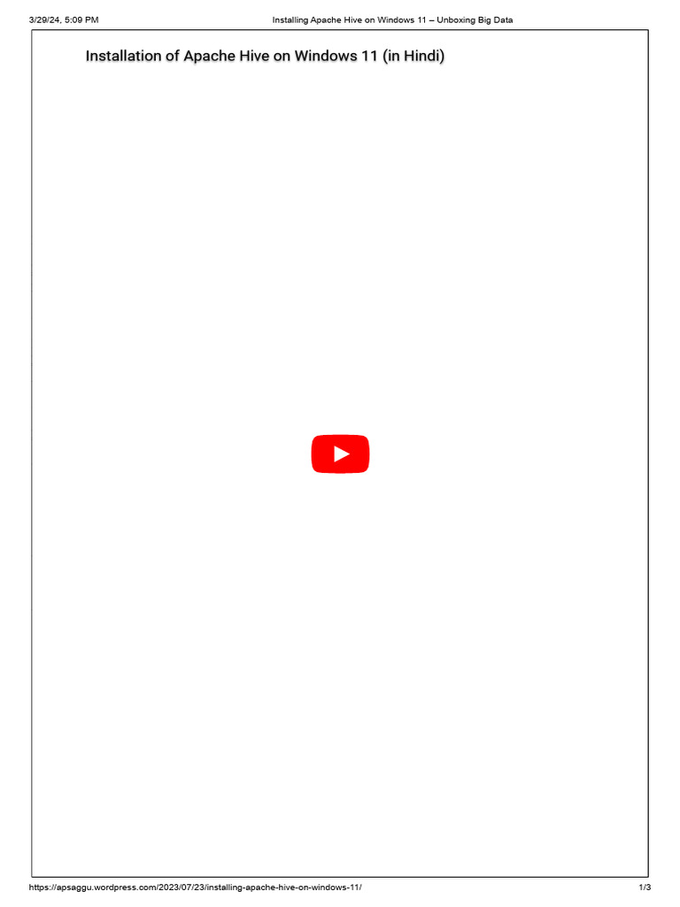 Installing Apache Hive On Windows 11 - Unboxing Big Data | Download Free PDF | Apache Hadoop ...