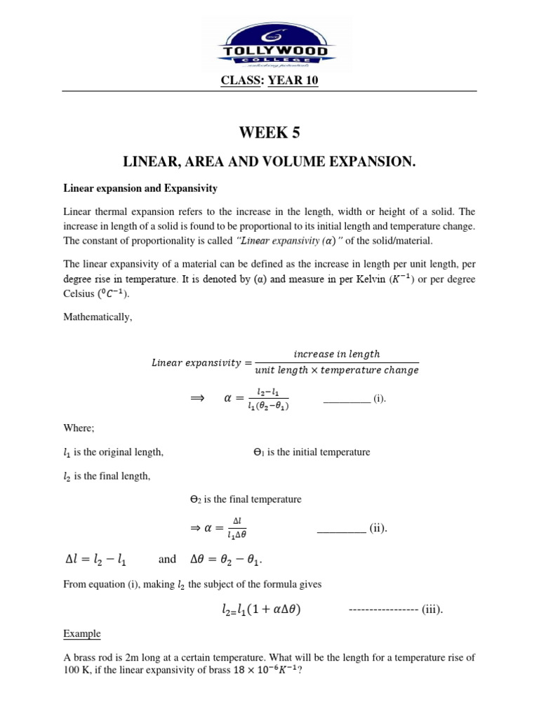 Understanding Linear and Area Expansion | PDF | Thermal Expansion | Temperature