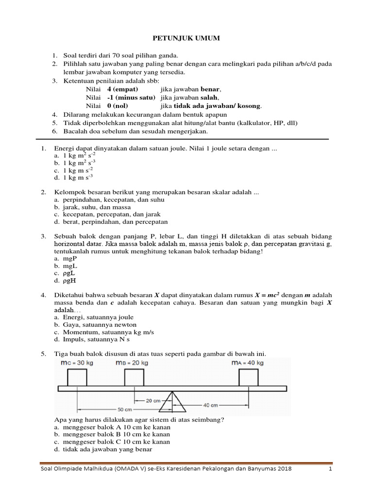 Soal Olimpiade Malhikdua 2018 | PDF