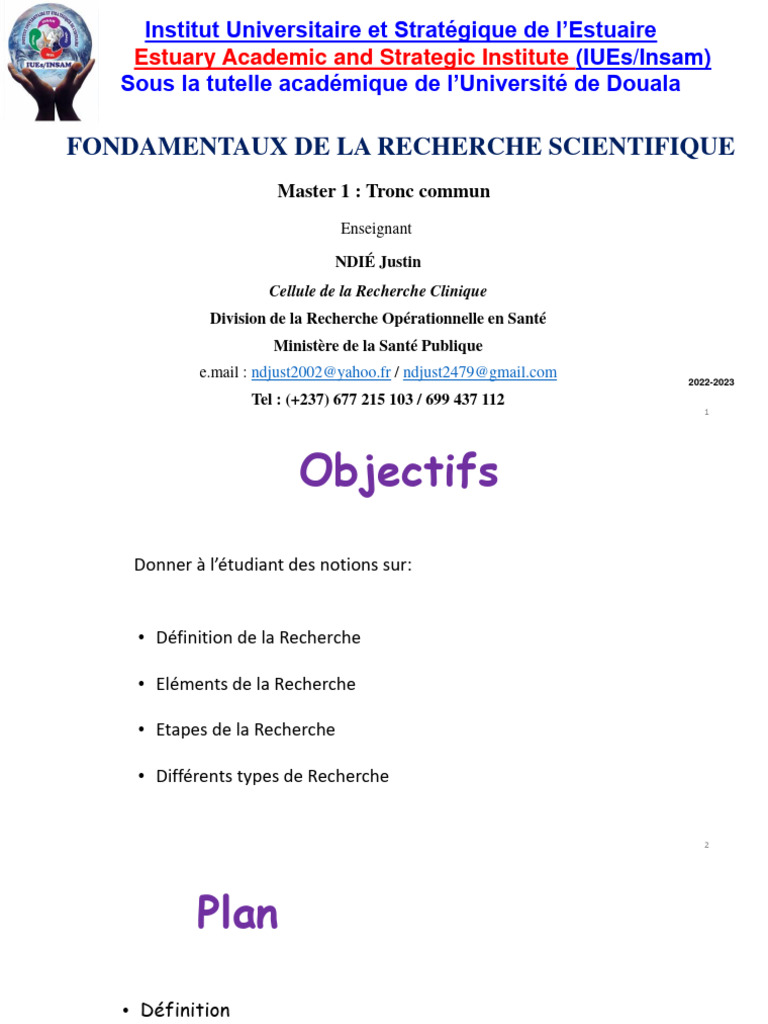 Cours Fondamentaux de La Recherche | PDF | Expérience | Méthode ...