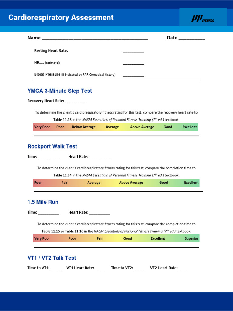 Cardiorespiratory Fitness Tests | PDF